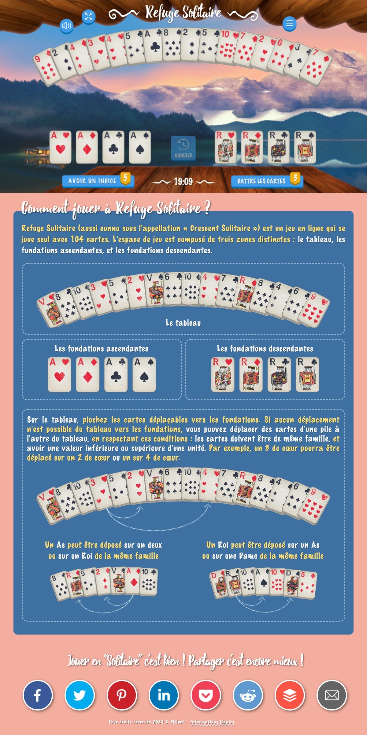 Refuge Solitaire : jeu de cartes gratuit en français et plein écran